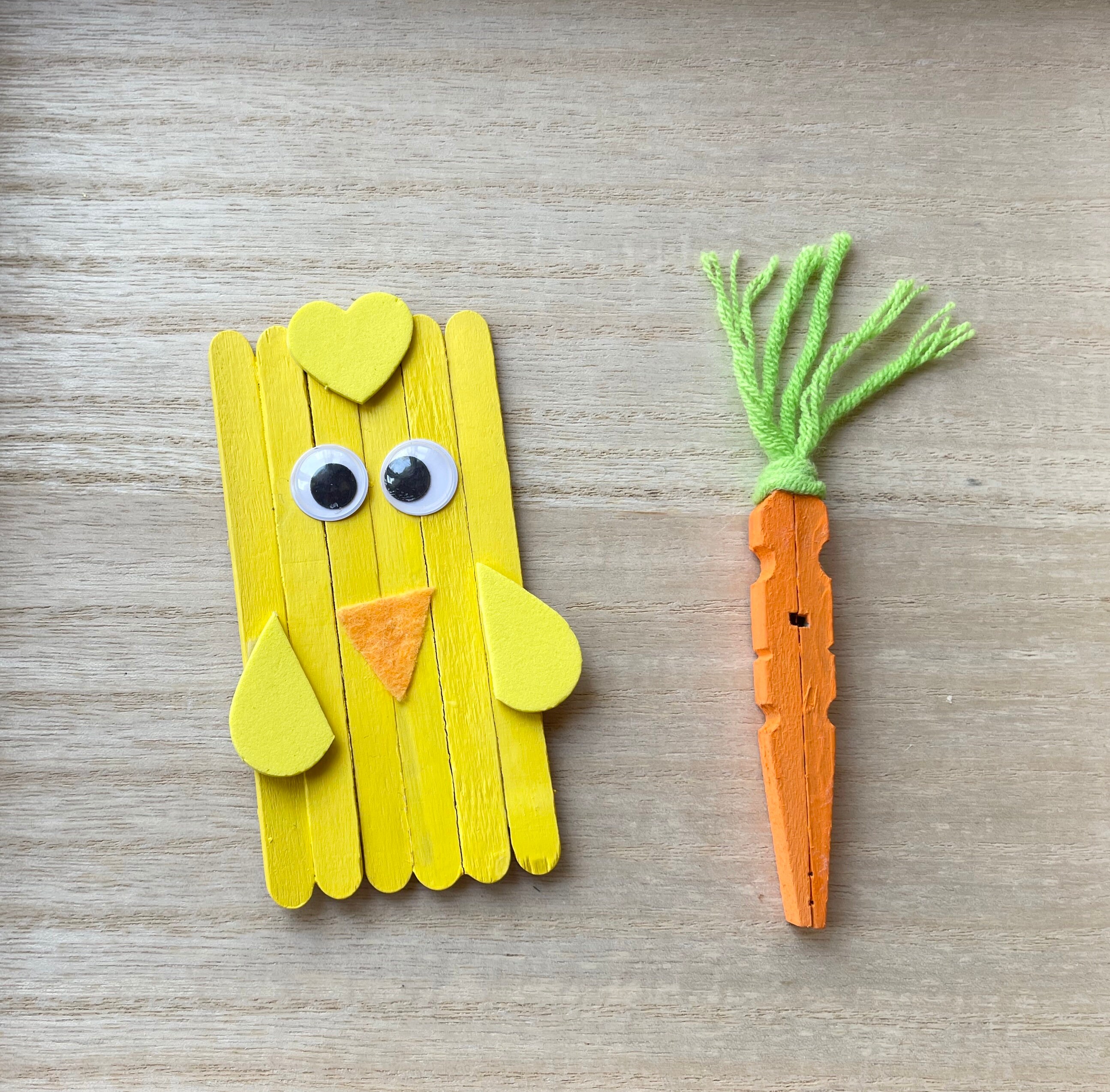 Easter Craft Sticks Craft for Kids Easter Chick and Carrot - Etsy