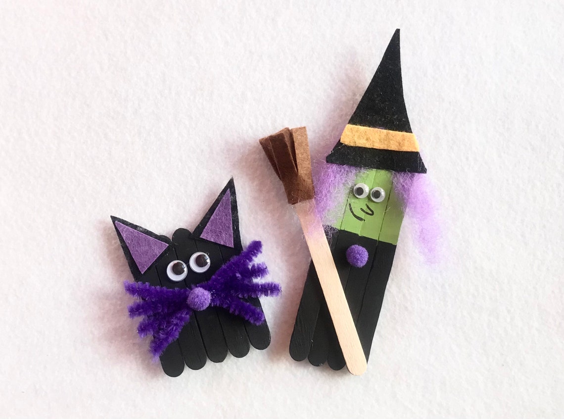 Halloween Witch and Her Cat Craft Kit for Kids Halloween - Etsy