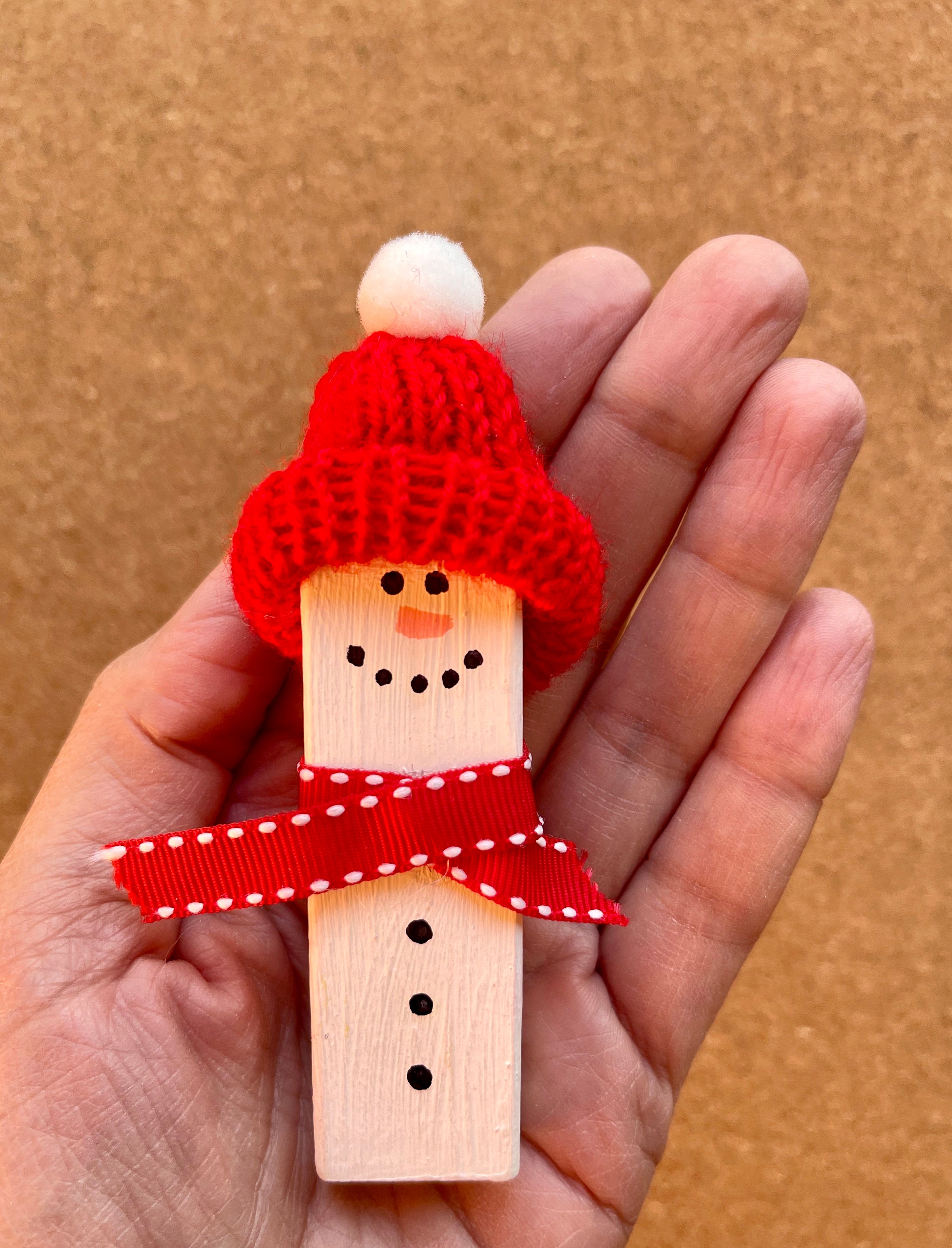 DIY Jenga Block Snowman Craft Kit, Knitted Hat - Etsy
