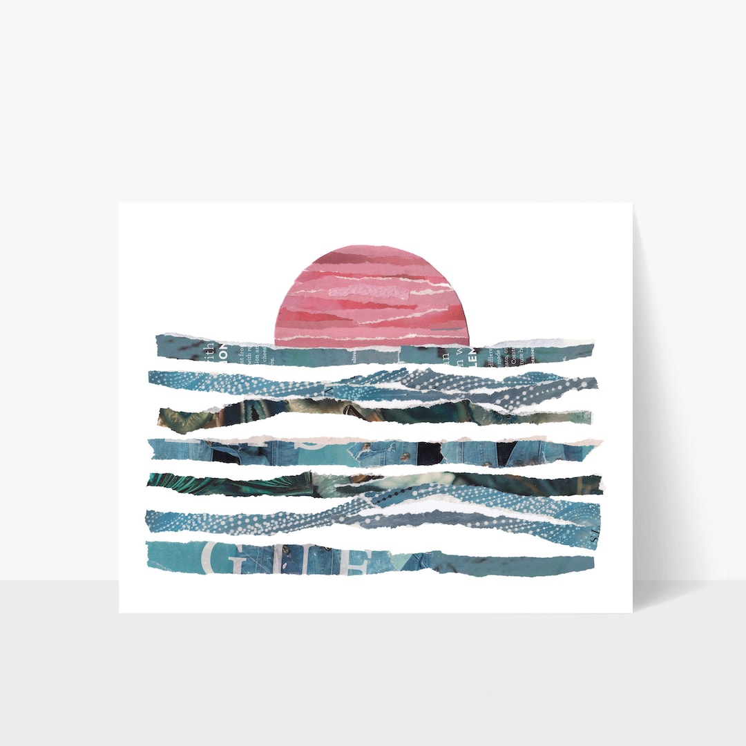 Pink Sunset Art Pink Sunrise Print Coastal Wall Art Lake - Etsy