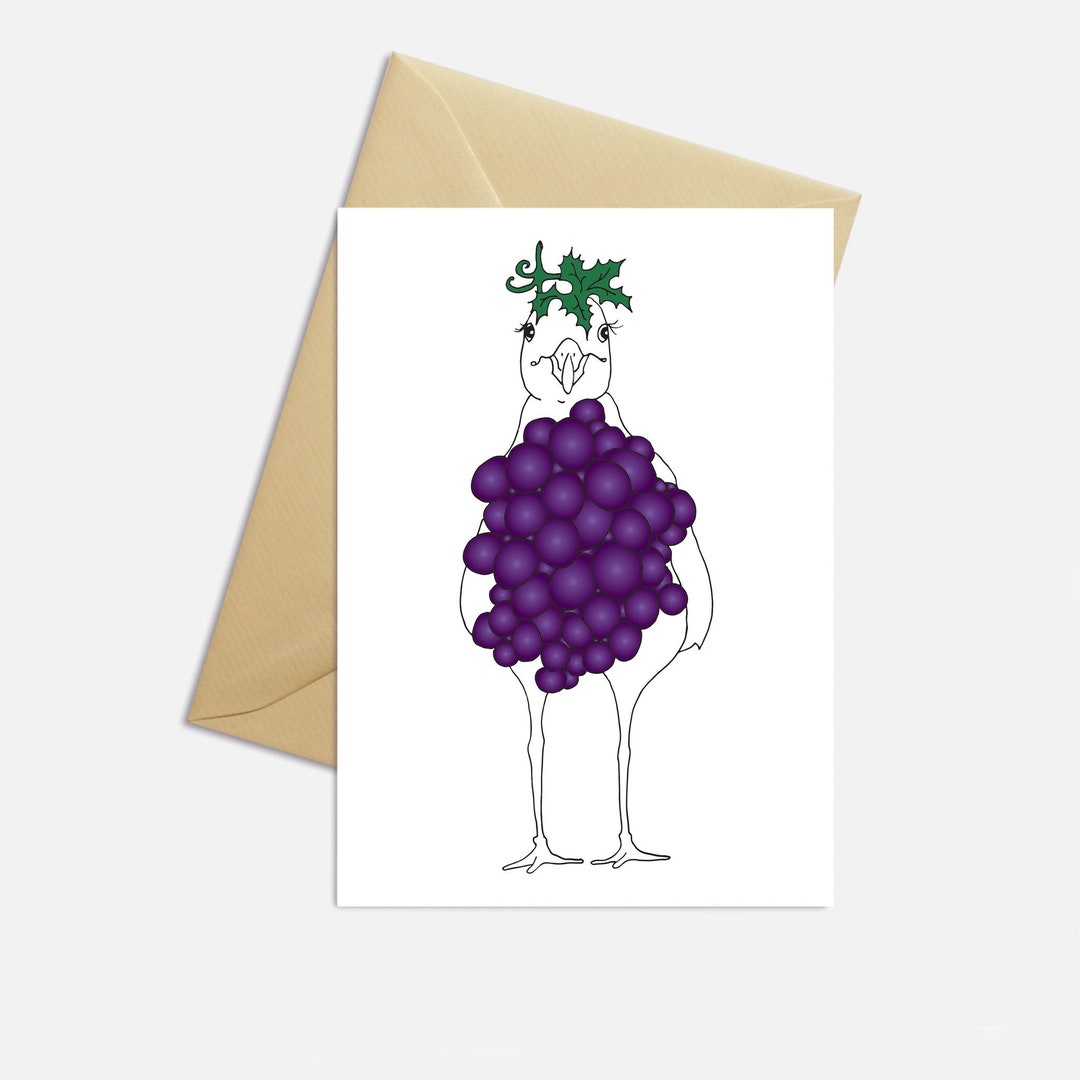 Cute Grape Card, Cute Greeting Card, Card for Birthday, Card for Niece ...