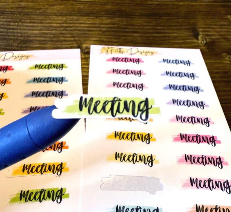 Planner Stickers - Meeting - Cursive - Script - B - Etsy