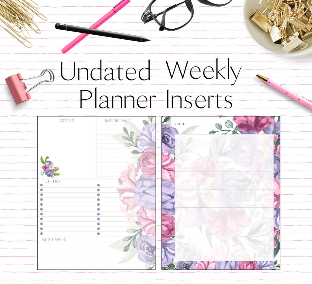 Weekly Planner Inserts - Undated Planner - Extension - F - Etsy