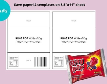 Ring Pop DIY Template Canva Friendly Personalized Party Favor Custom ...