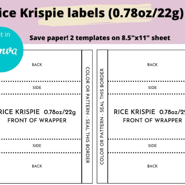 Custom Rice Krispy Treat Wrapper - Etsy