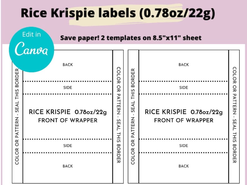 DIY Rice Krispies Templatepersonalized Rice Krispy Treat - Etsy UK