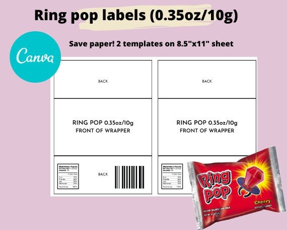 Blank Ring Pop Wrapper Template,custom Diy Ring Pop Label,personalized ...