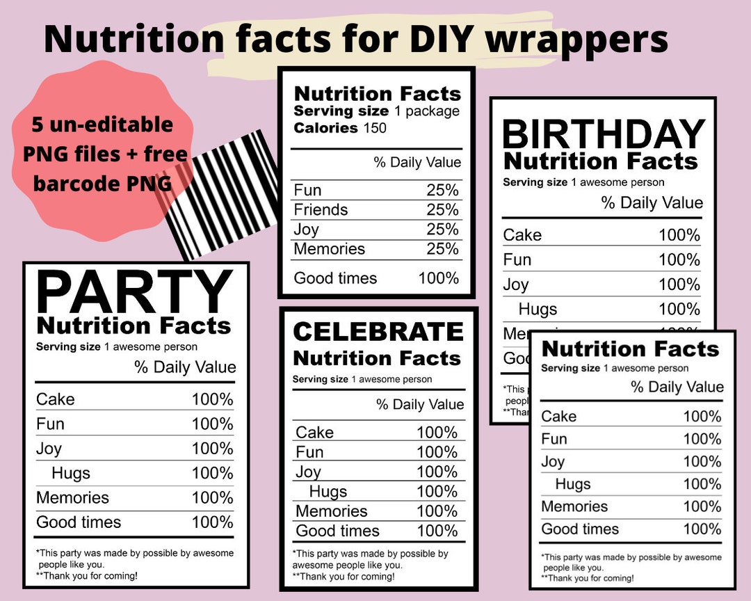 Nutrition Facts Png,barcode,chip Wrapper Template,party Nutritional ...