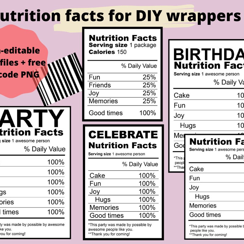 Chip Bag Nutrition Facts - Etsy