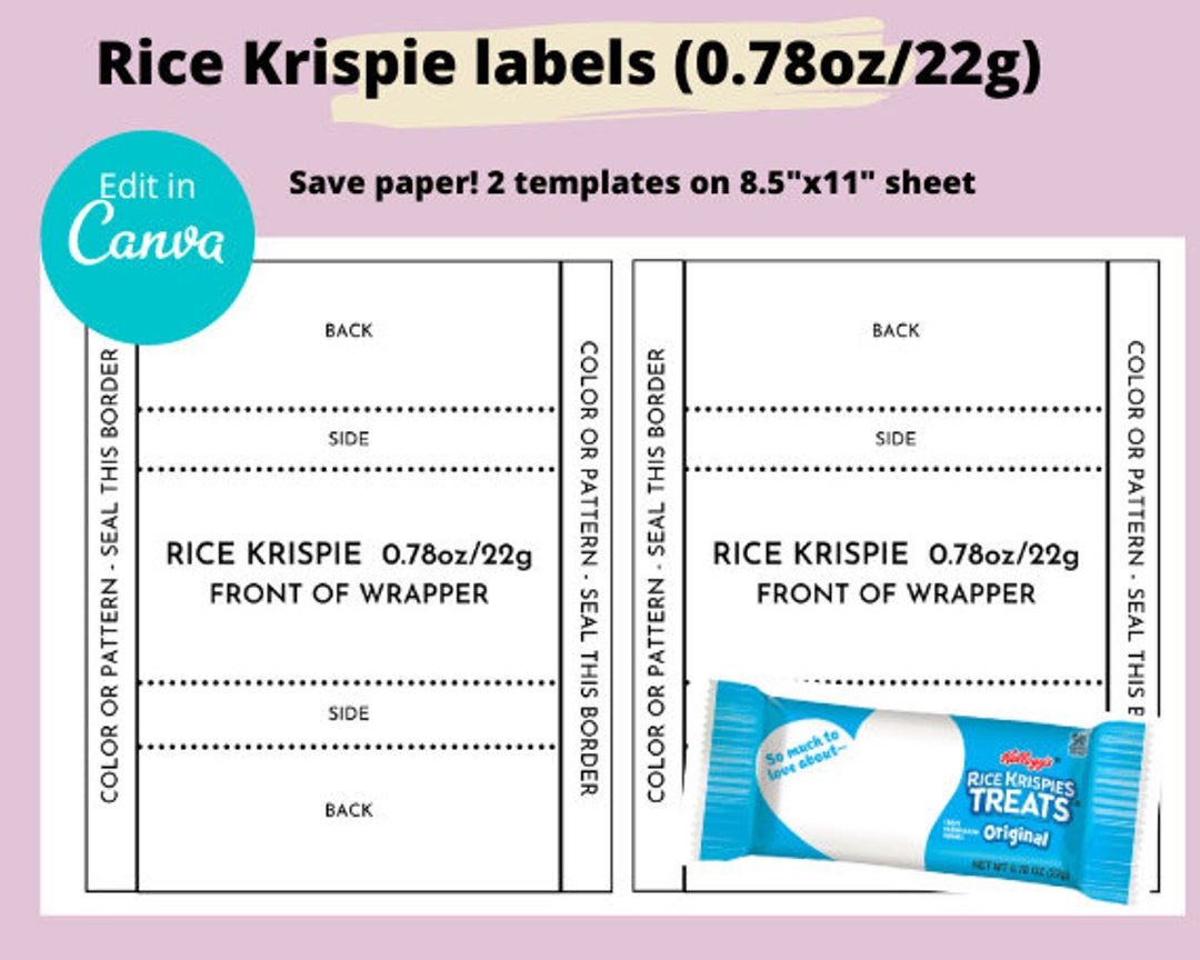 Downloadable Rice Krispies Template,rice Krispy Treat Digital Label ...