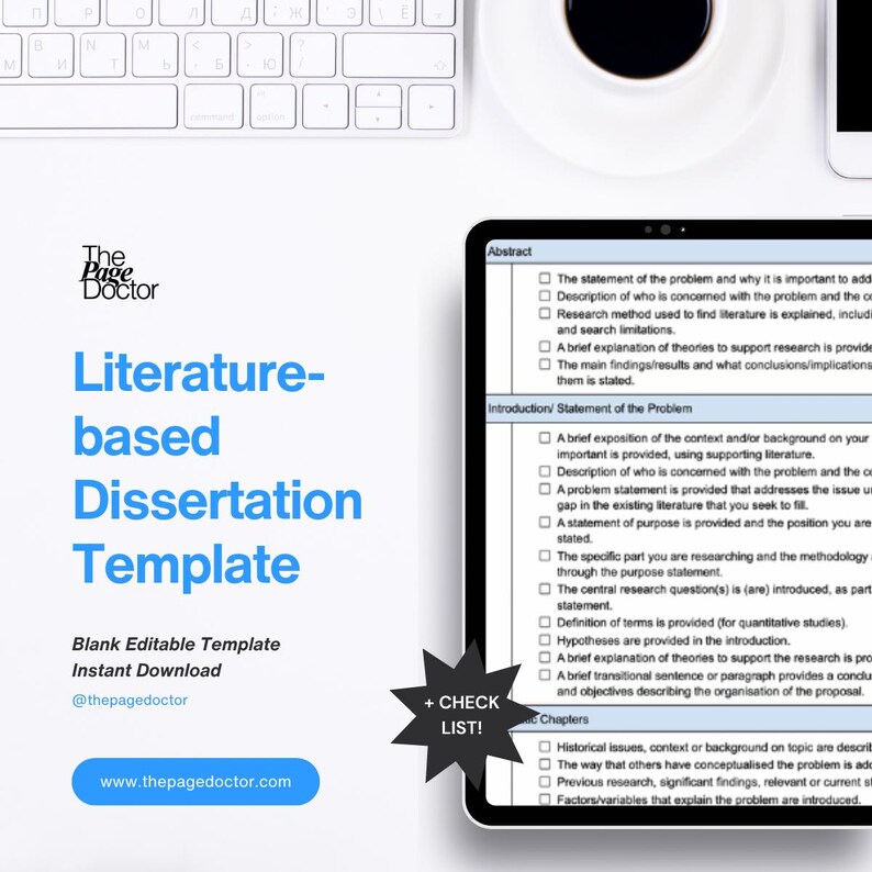 Dissertation Template + Checklist (literature-based) - Etsy