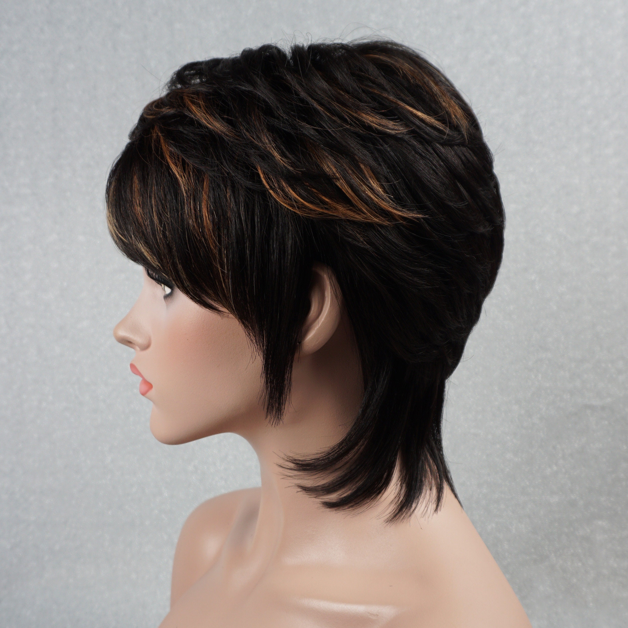 100% Human Hair Wig 130 Density 8 Inch Short Shag Glueless Wig - Etsy ...