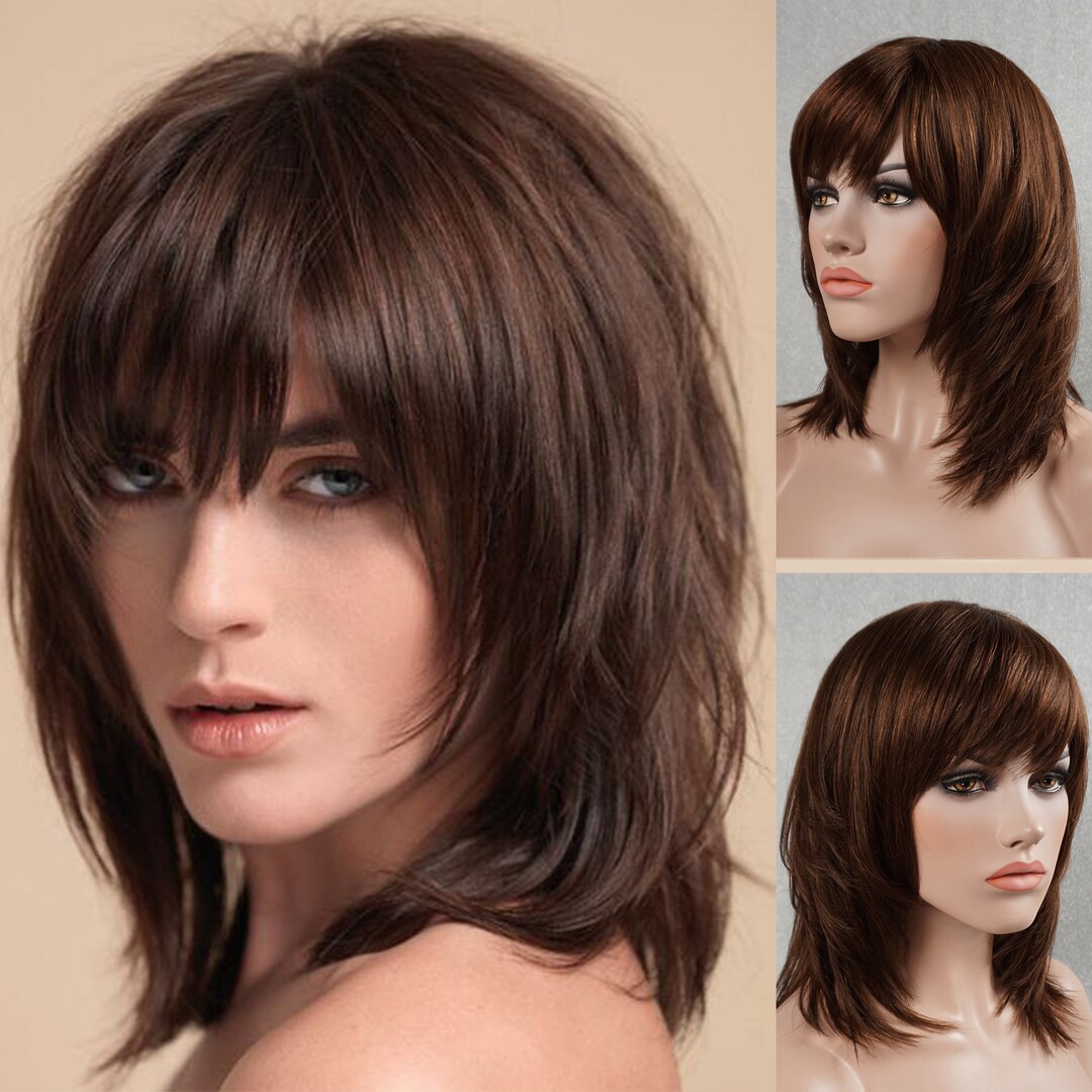100 Real Human Hair Full Wig Cap 130 14 In Shag Wig With Etsy