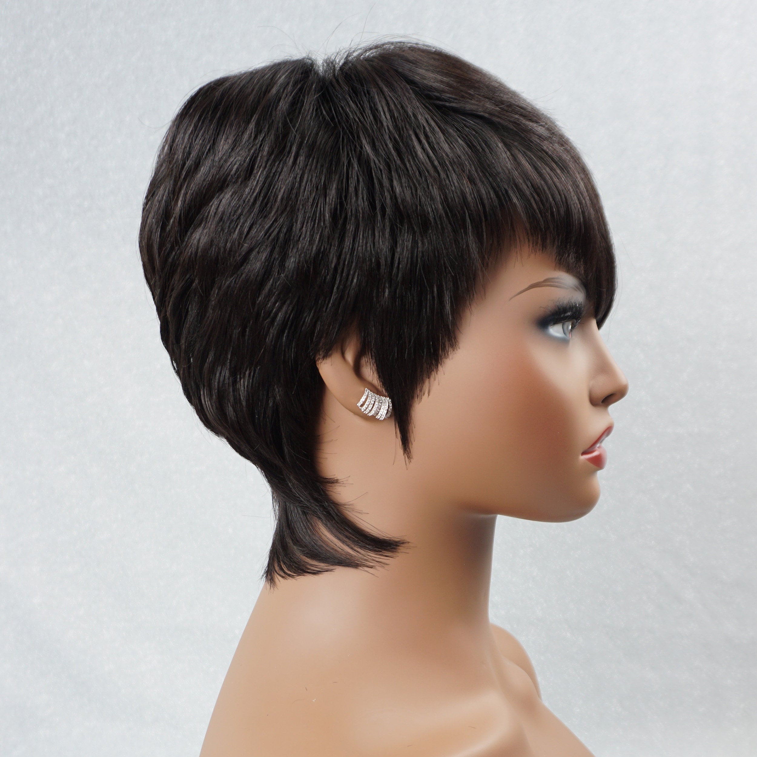 Pixie Cut Wigs With Bangs Short Black Human Hair Wigs For Etsy