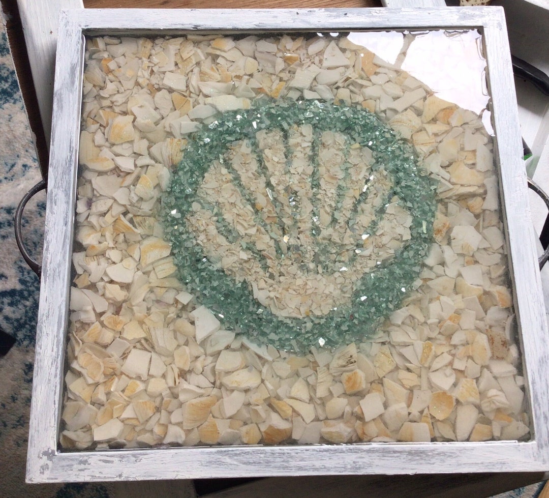 Seashell Tray W/ Scallop Crushed Glass Inlay - Etsy