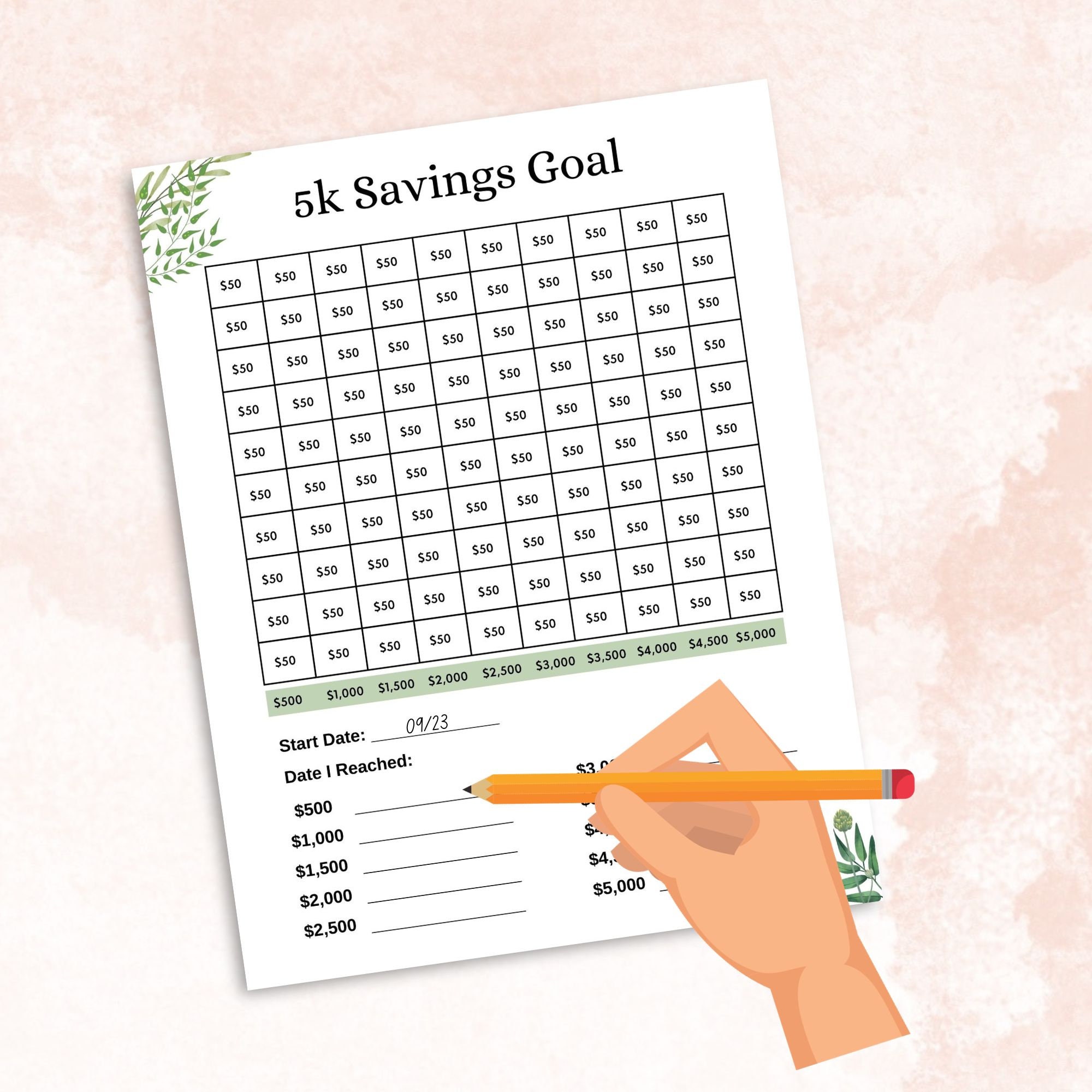 Greenery Savings Goal Challenge Bundle Saving Challenge Printable ...