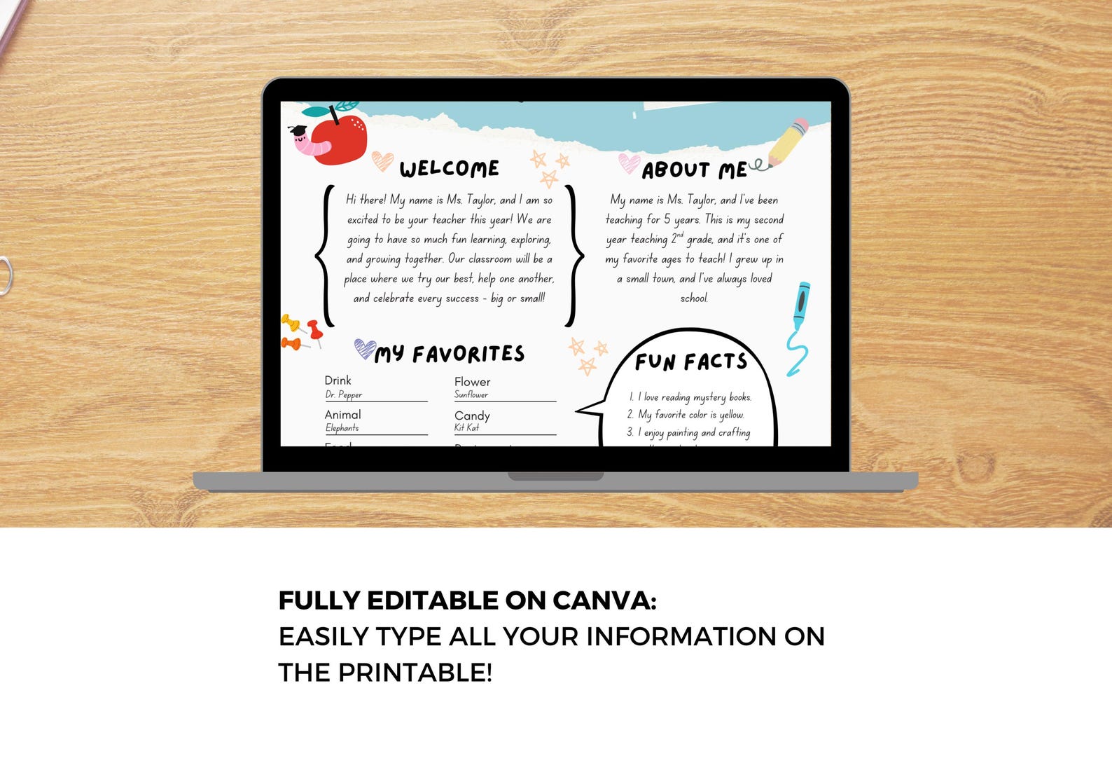 Editable Meet the Teacher Template, Customizable Canva Template, Back ...