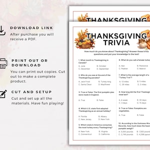 Thanksgiving Trivia Game, Fun Friendsgiving Games, Thanksgiving Party ...