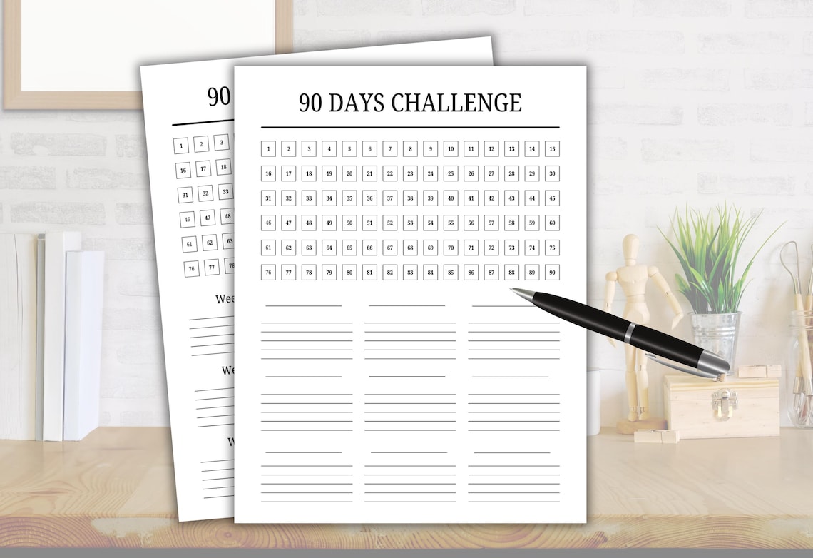 90 Day Challenge Template, Printable Habit Tracker, Water Tracker, Goal ...