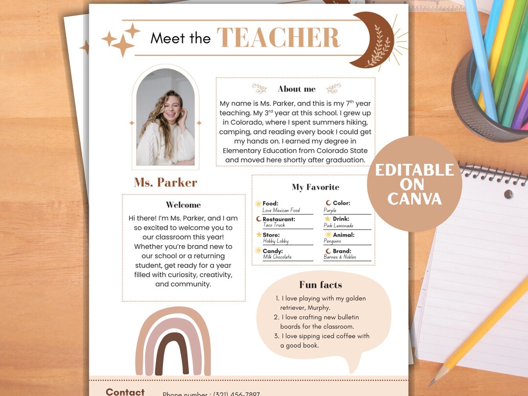 Editable Meet the Teacher | Boho Style | Meet Your Teacher | Canva ...