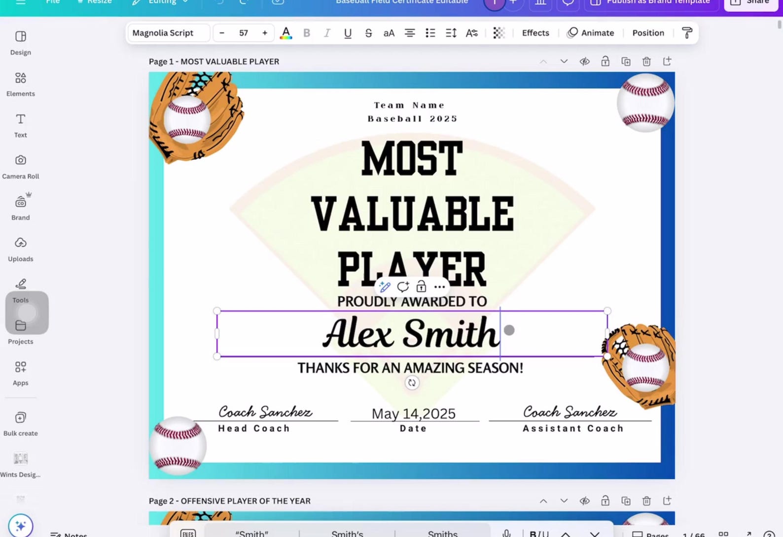 Editable Baseball Awards Templates | Baseball Certificate | Unique End ...