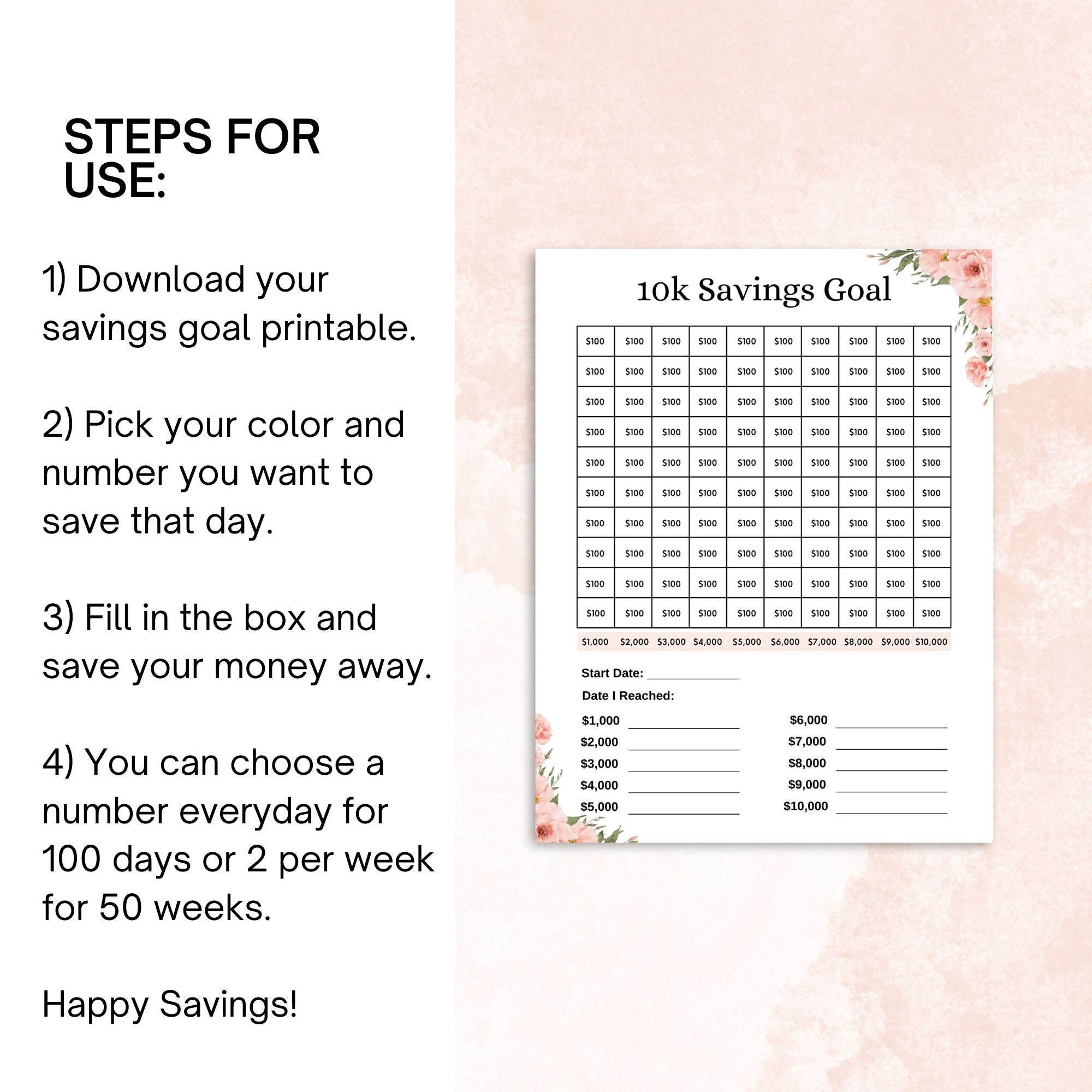 Savings Goal Challenge Saving Challenge Printable Saving Tracker A4 A5 ...