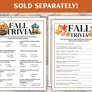 Pumpkin Trivia Game, Fall Trivia Game, Autumn Printable Games, Office ...