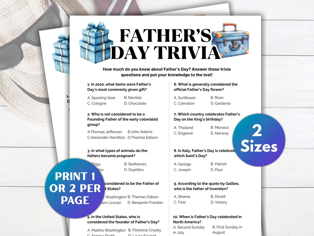 Father’s Day Trivia Games, Father’s Day Party Games, Printable Father’s ...
