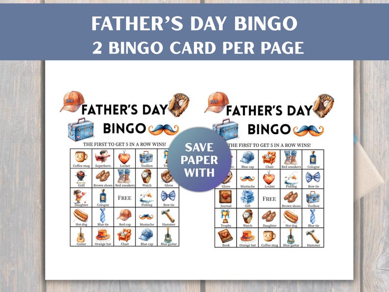 Father’s Day Bingo, 30 Printable Father’s Day Bingo Cards, Father’s ...