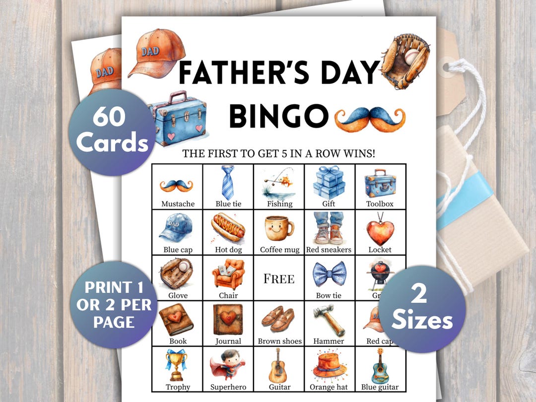 Father’s Day Bingo, 60 Printable Father’s Day Bingo Cards, Father’s ...