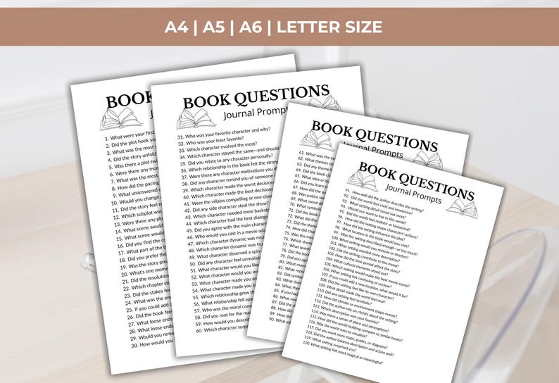 300 Book Discussion Writing Prompts, Reading Journal, Book Club ...