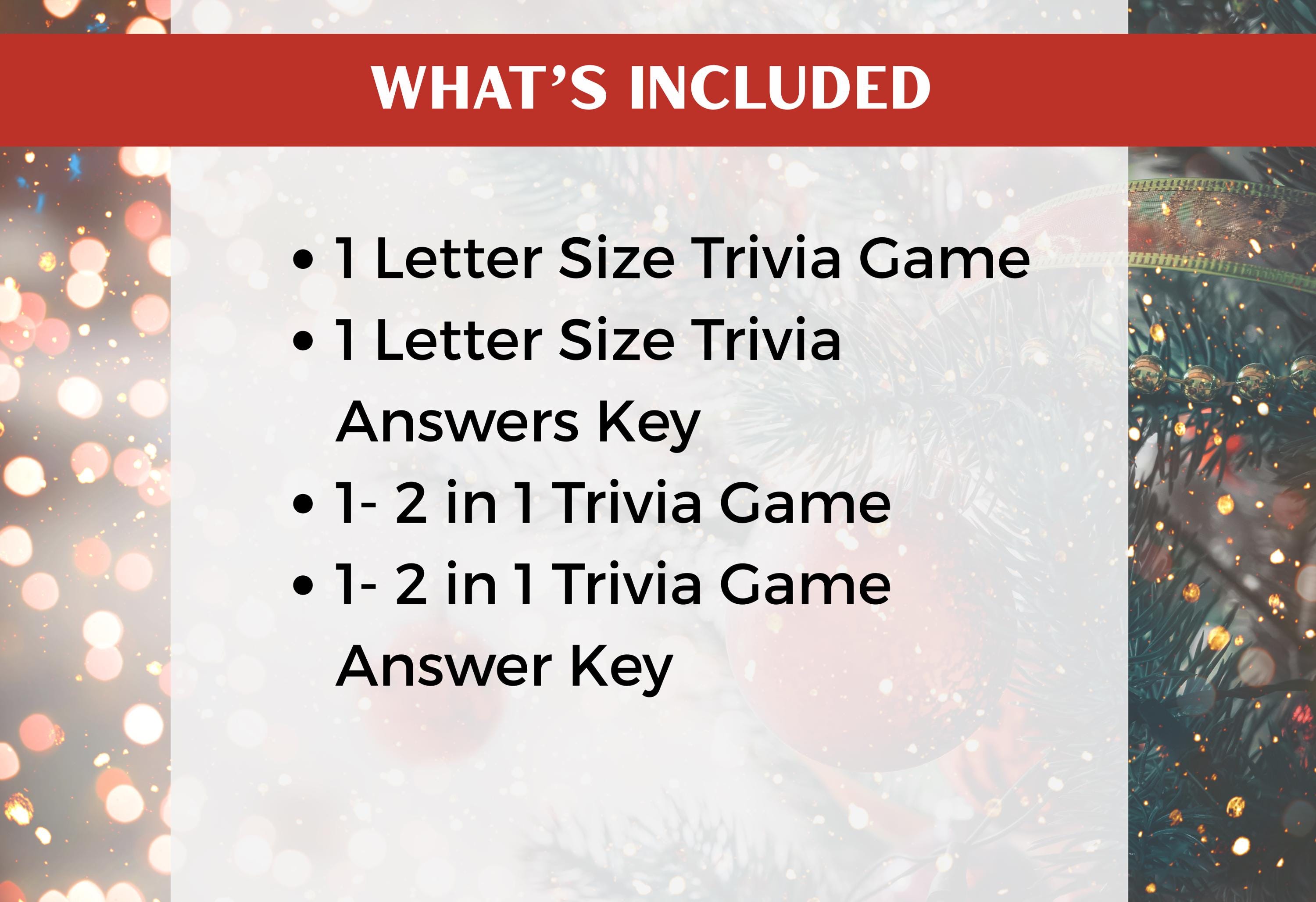 Christmas Trivia Game, Family Holiday Trivia Game, Adult Holiday Games ...