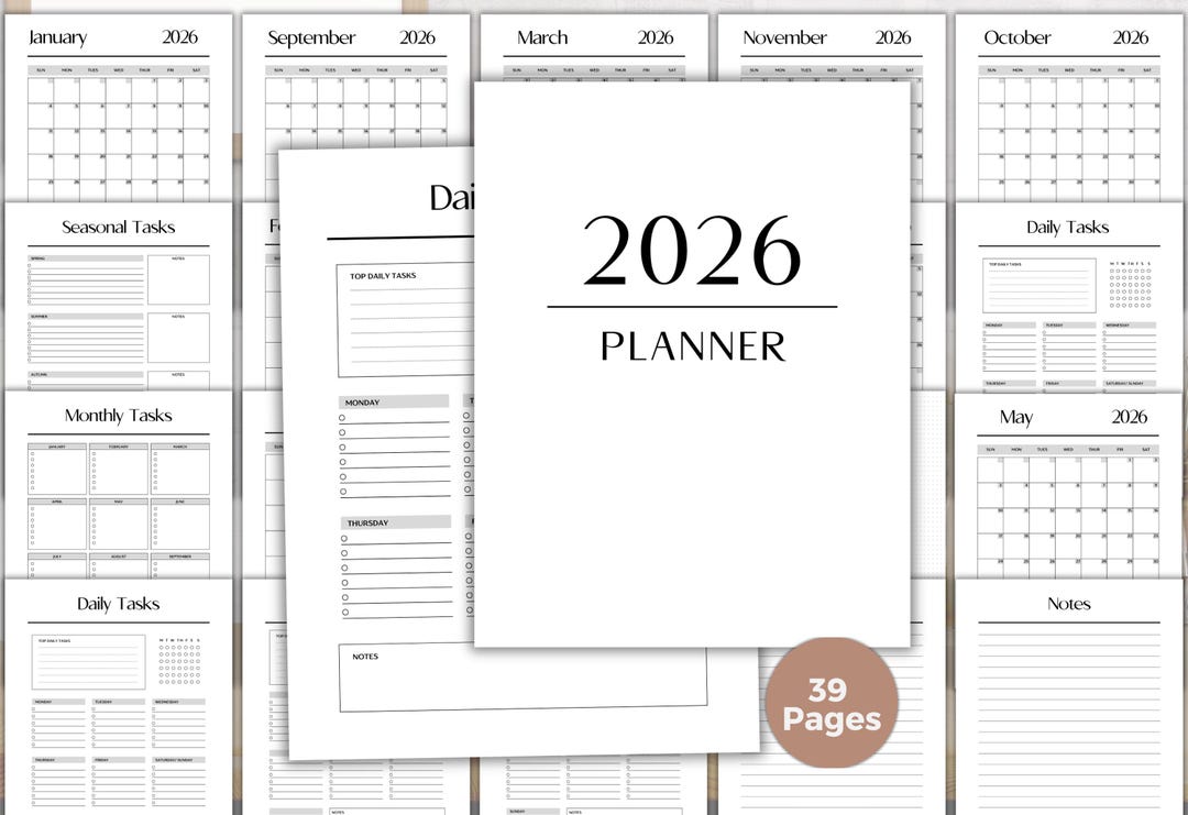 2026 Daily, Weekly, Monthly & Yearly Planner, Digital Daily Planner ...