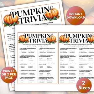 Pumpkin Trivia Game, Fall Trivia Game, Autumn Printable Games, Office ...