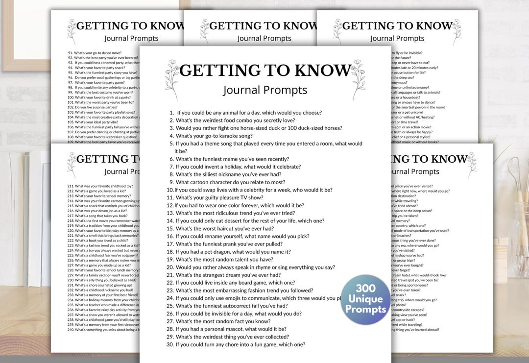 300 Getting to Know You Writing Prompts, Conversation Starters, Journal ...