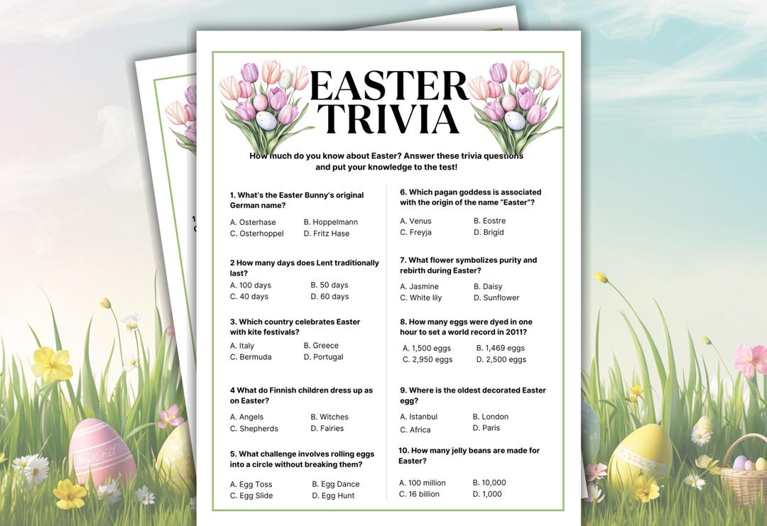 Easter Bible Trivia Game, Easter Printable, Easter Sunday Activities ...