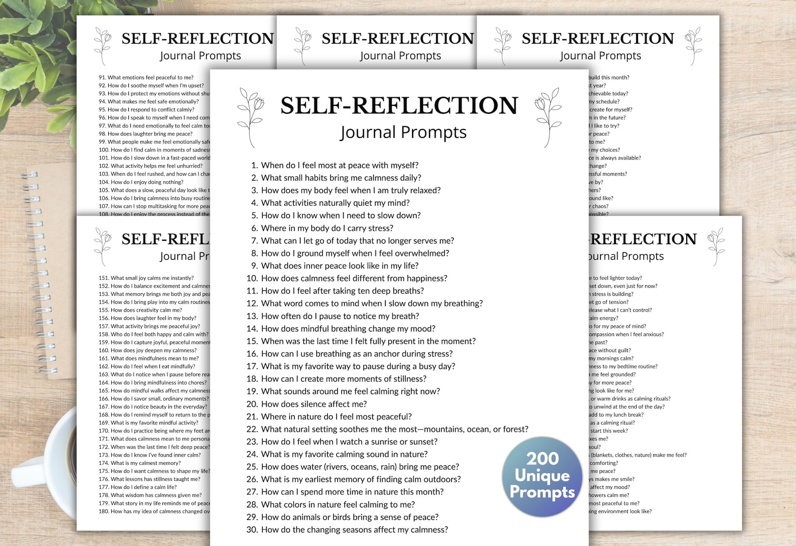 200 Self-reflection Journal Prompts, Self-discovery Writing Prompts, 5 ...