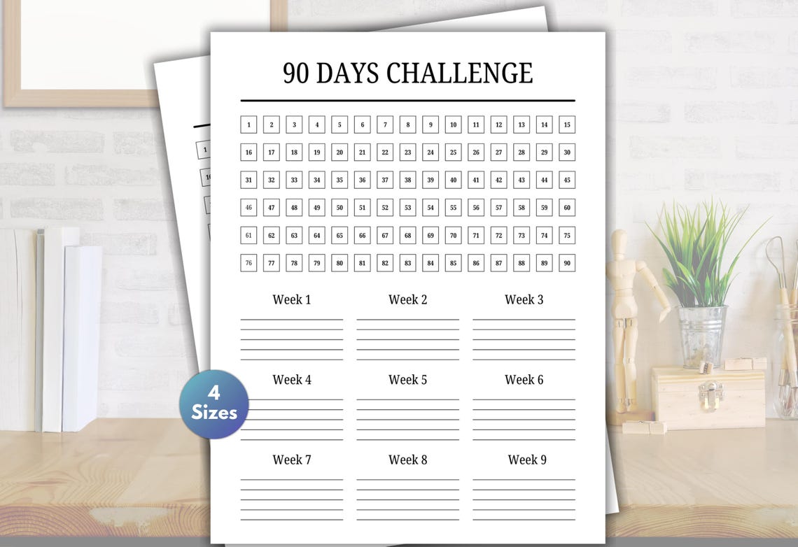 90 Day Challenge Template, Printable Habit Tracker, Water Tracker, Goal ...