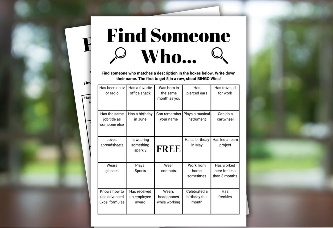Ice Breaker Bingo Game, Find Someone Who, Office Party, Office Party ...