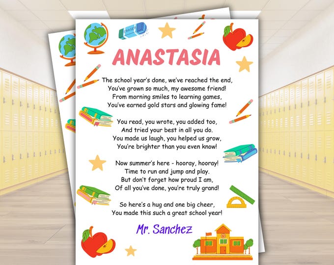 End of Year Poem From Preschool Teacher, Editable Goodbye Letter for ...