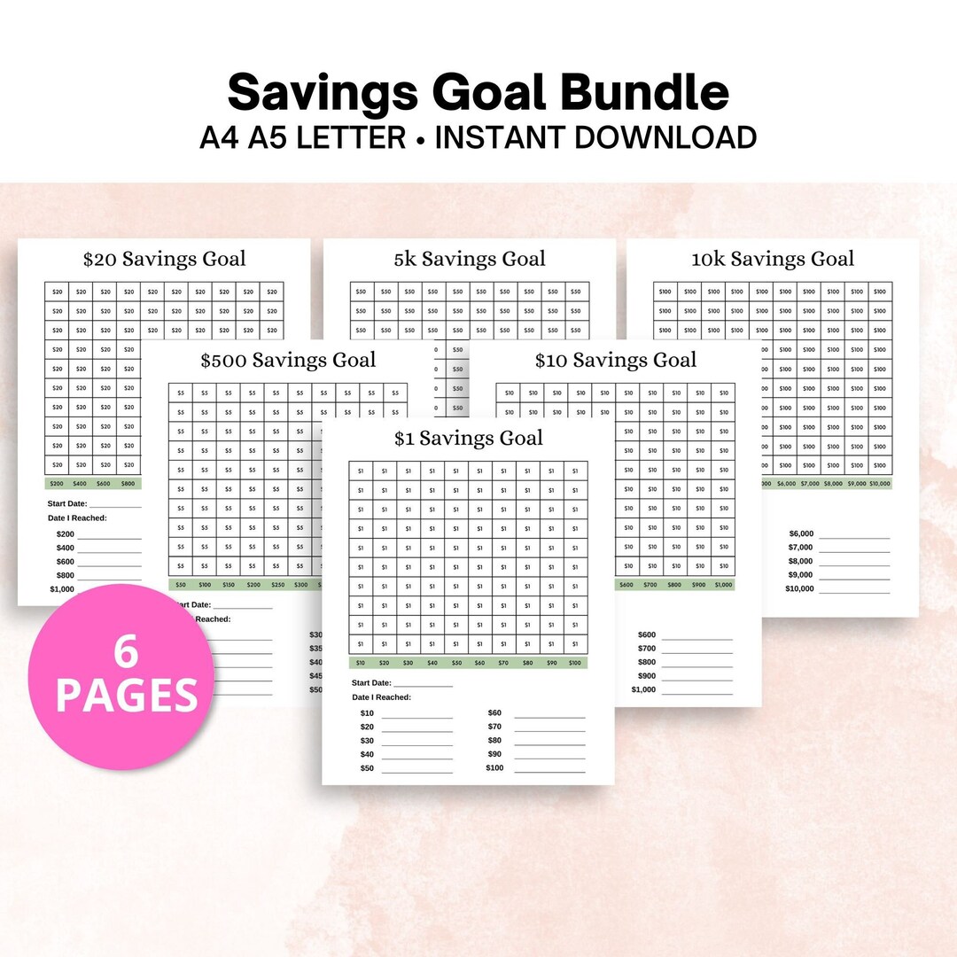 Savings Goal Challenge Bundle | 100 Envelope Saving Challenge Printable ...
