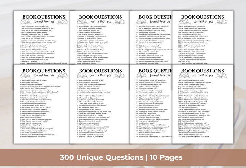 300 Book Discussion Writing Prompts, Reading Journal, Book Club ...