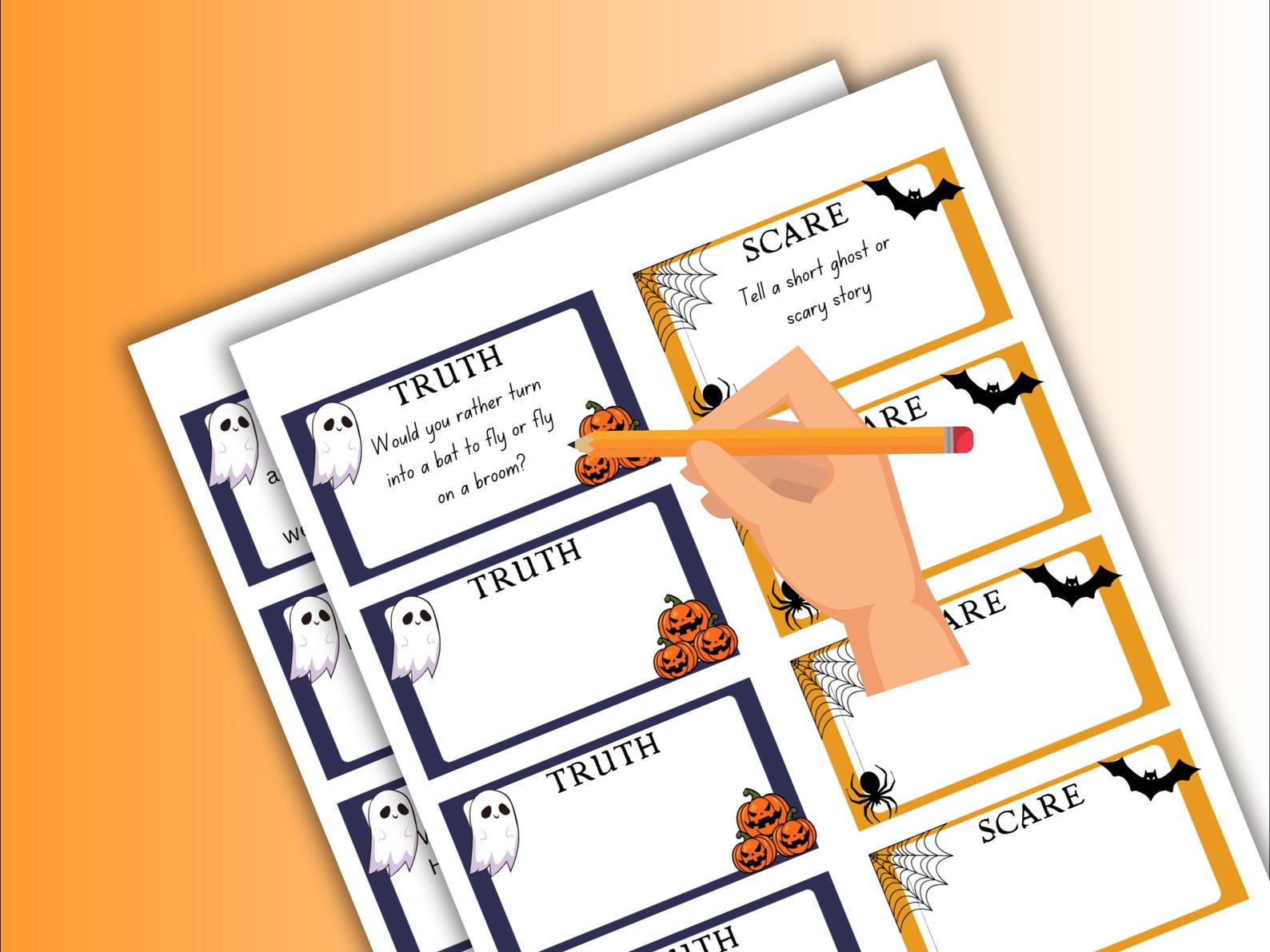Truth or Scare | Halloween Party Game | 48 Printable Cards | Halloween ...