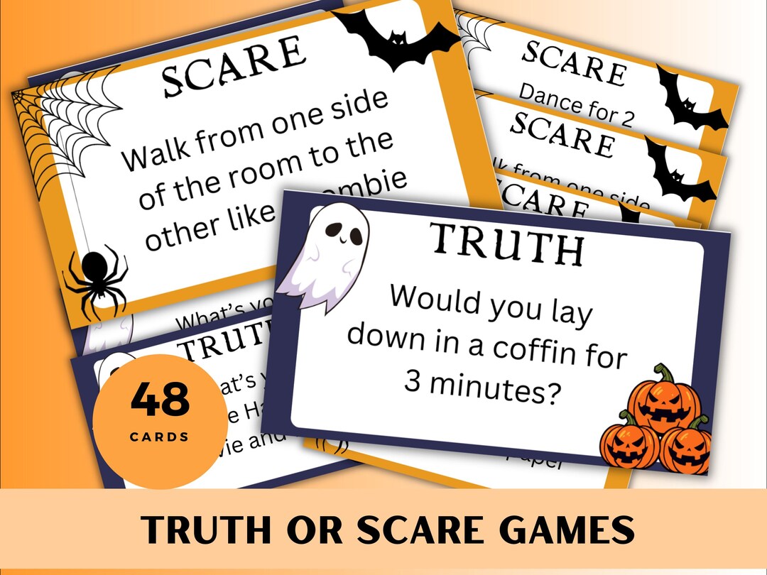 Truth or Scare | Halloween Party Game | 48 Printable Cards | Halloween ...