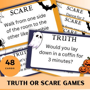 Truth or Scare | Halloween Party Game | 48 Printable Cards | Halloween ...