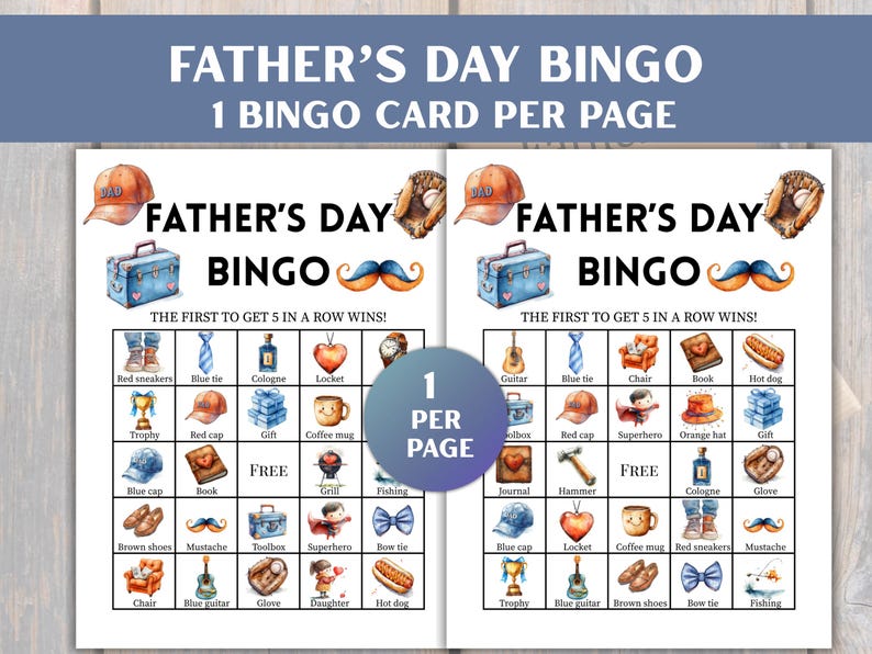 Father’s Day Bingo, 30 Printable Father’s Day Bingo Cards, Father’s ...