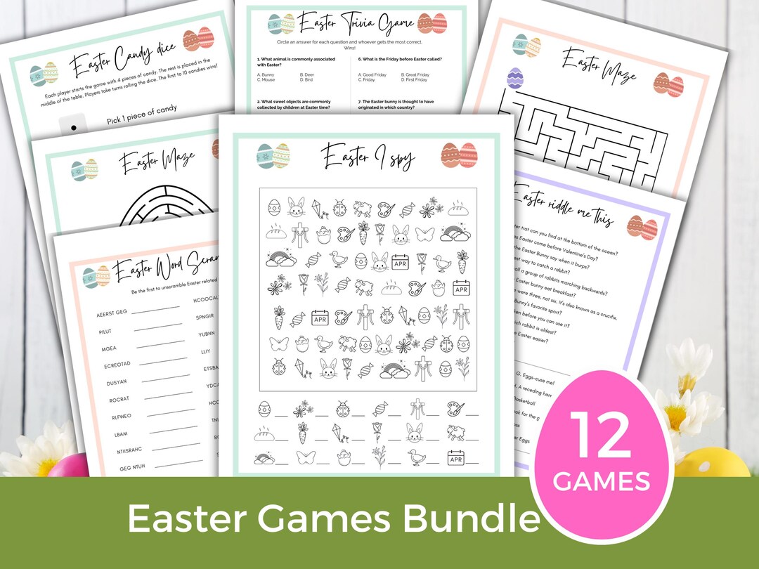Easter Game Bundle, 12 Printable Easter Games, Easter Trivia Games ...