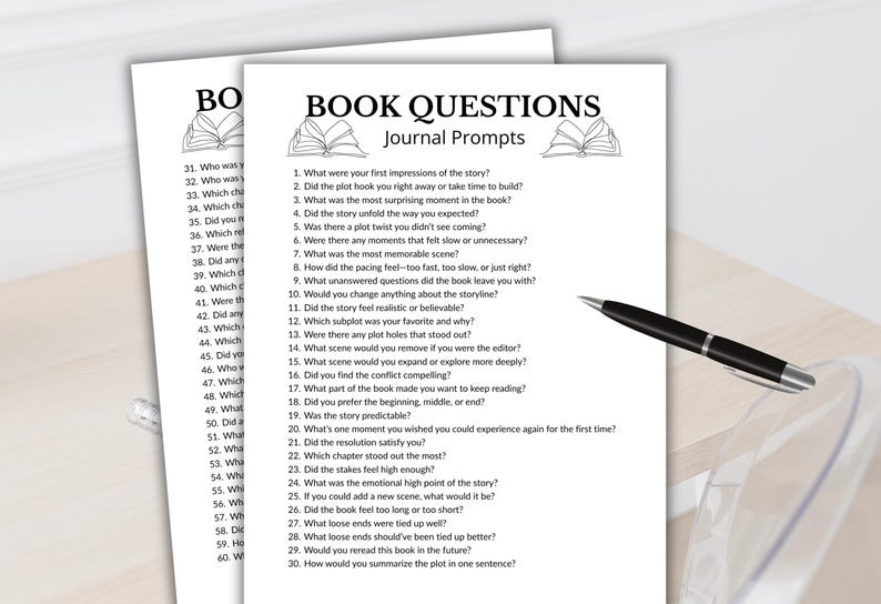 300 Book Discussion Writing Prompts, Reading Journal, Book Club ...