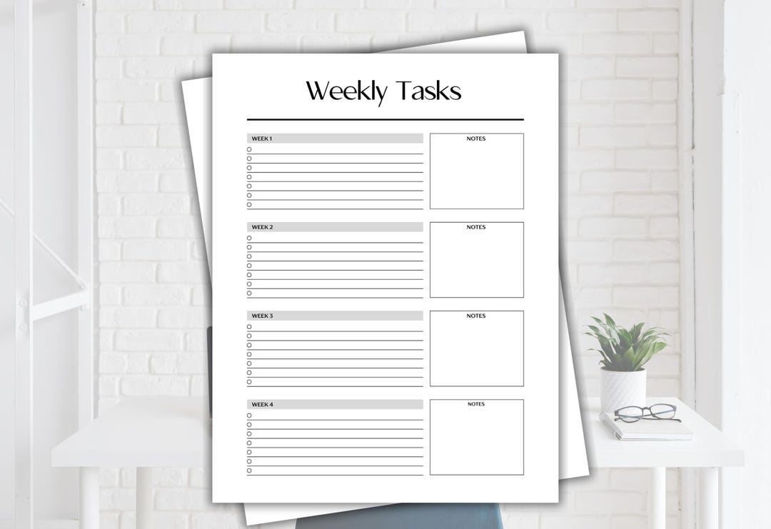 Weekly Tasks, Digital Filled Blank Layouts Notes Pages, Simple to Do ...