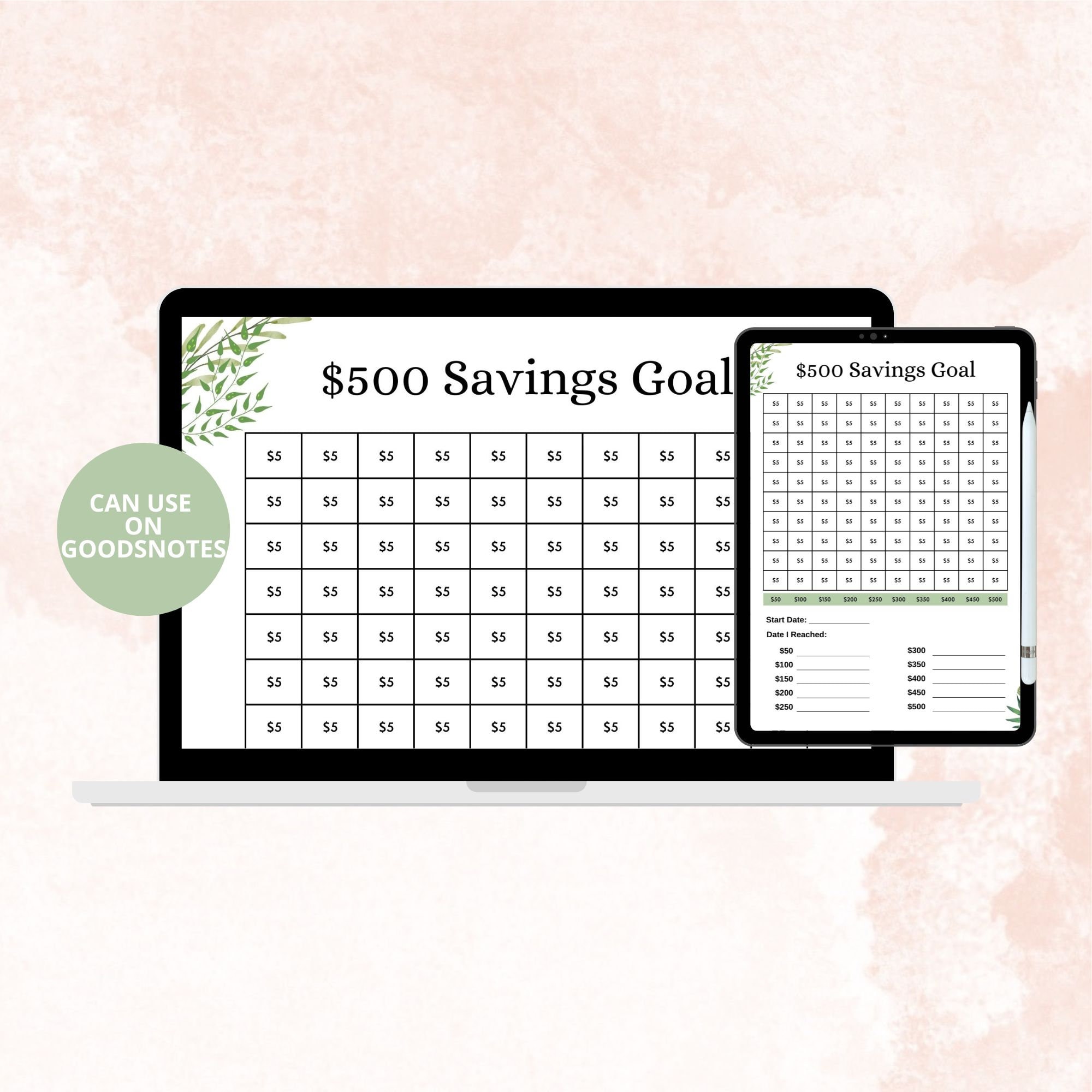 Greenery Savings Goal Challenge Bundle Saving Challenge - Etsy